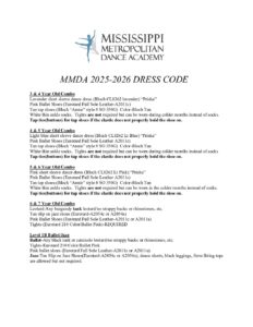 MMDA 2025-26 dress code - Mississippi Metropolitan Ballet